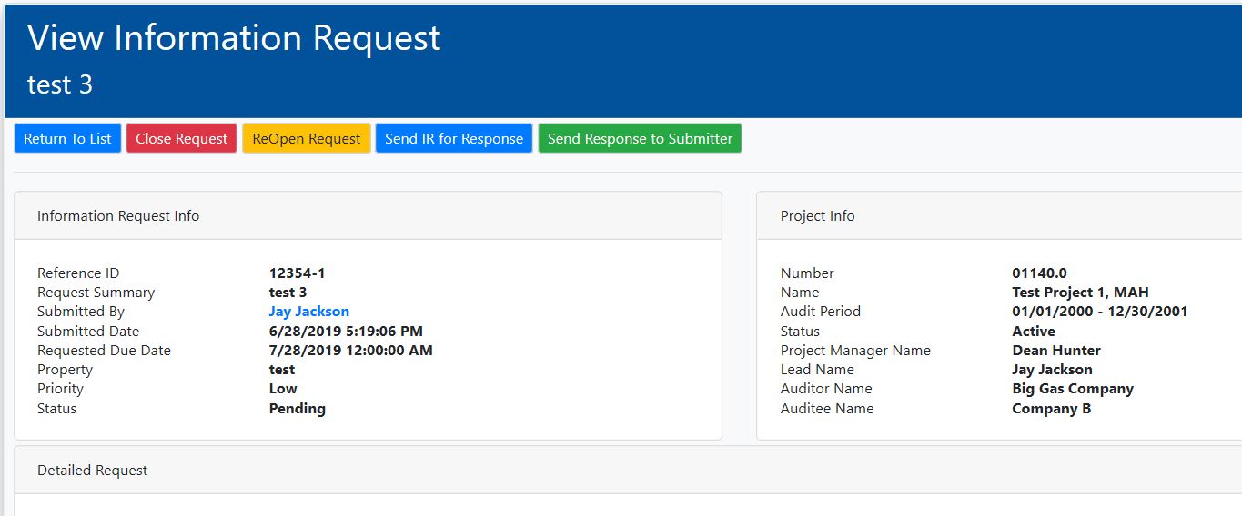 Inbound Information Requests (IIRs) - myAuditHUB